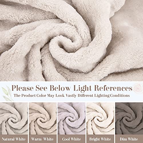 Nelaukoko Fleece Blanket Fuzzy Plush Throw Blanket 50" x 60", Super Soft Fluffy Lightweight Sofa Blanket Comfy Microfiber Flannel Blankets for Couch, Bed, Air-Conditioned Rooms (Beige)