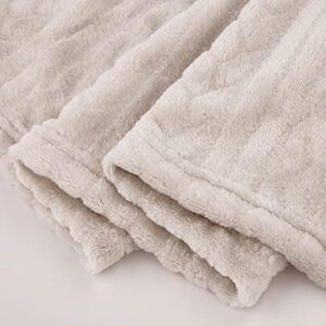 Nelaukoko Fleece Blanket Fuzzy Plush Throw Blanket 50" x 60", Super Soft Fluffy Lightweight Sofa Blanket Comfy Microfiber Flannel Blankets for Couch, Bed, Air-Conditioned Rooms (Beige)