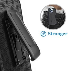 Fingic Compatible with iPhone 13 Pro Max 5G Holster Case Combo Shell Slim Rugged Case with Kickstand Swivel Belt Clip Holster Shockproof Cover for iPhone 13 Pro Max 5G (6.7 inch) 2021, Black