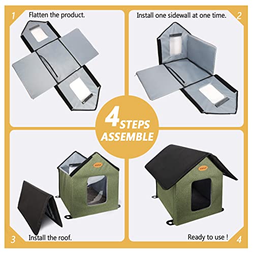 Outdoor Heated Cat House Cat Shelter Outdoor Cat House for Feral Cats with Removable Heating Pad, Waterproof Pet House for Indoor & Outdoor Use