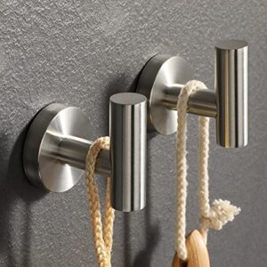 alise towel hook bathroom single robe hooks wall mount towel holder hanger storage,sus304 stainless steel brushed nickel pack of 2