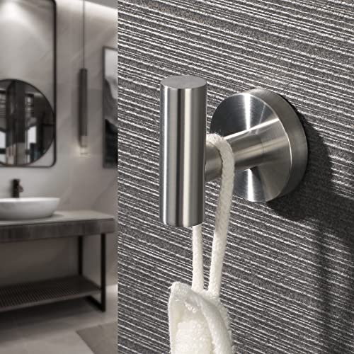 Alise Towel Hook Bathroom Single Robe Hooks Wall Mount Towel Holder Hanger Storage,SUS304 Stainless Steel Brushed Nickel Pack of 2