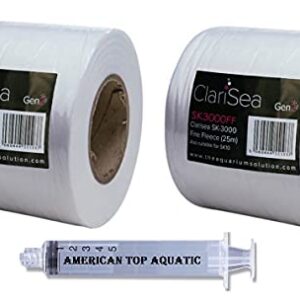 D-D The Aquarium Solution ClariSea SK-3000XL Replacement 4 inch Roll Fine Fleece XL (Gen 2) (Two Packs) Plus American Top Aquatic Syringe