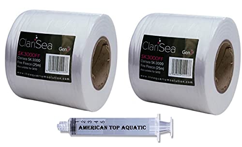 D-D The Aquarium Solution ClariSea SK-3000XL Replacement 4 inch Roll Fine Fleece XL (Gen 2) (Two Packs) Plus American Top Aquatic Syringe