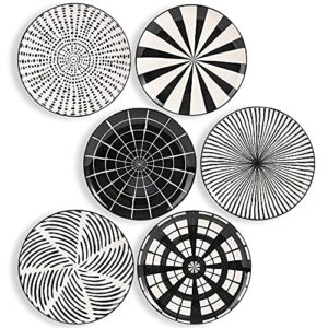 ahx black plate set 8 inch - salad plates | dessert appetizer plates - porcelain lunch plates - set of 6 - dishwasher and microwave safe