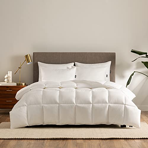 SERTA Down Illusion Hypoallergenic All Season Down Alternative Comforter with Corner Loops, King/Cal King, White, 1 Piece