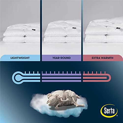 SERTA Down Illusion Hypoallergenic All Season Down Alternative Comforter with Corner Loops, King/Cal King, White, 1 Piece