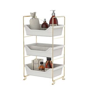 kaileyouxiangongsi shower caddy , shower shelf organizer storage ,metal bathroom shelf unit， for organizing and storing hand towels, body lotion, facial tissues, bath salts (golden&white)