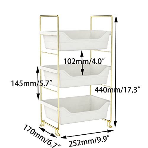 kaileyouxiangongsi Shower Caddy , Shower Shelf Organizer Storage ,Metal Bathroom Shelf Unit， for Organizing and Storing Hand Towels, Body Lotion, Facial Tissues, Bath Salts (Golden&White)