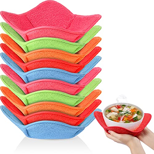 10 Pieces Plate Holders Microwave Safe Hot Bowl Holders for Soup, Food, Meals (Colorful, Classic Style)