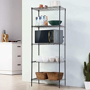 PayLessHere 14" D×24" W×60" H Wire Shelving Unit Metal Commercial Shelf with 5 Tier Layer Rack Strong Steel for Restaurant Garage Pantry Kitchen Garage，Black