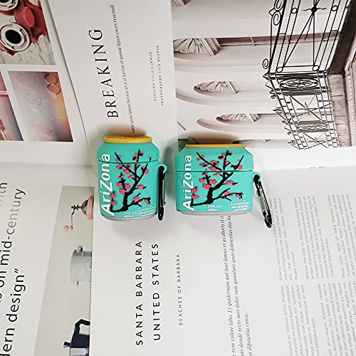 Compatible with Airpods Case 1&2 Arizona, Plum Green Tea Drink Bottle Protective Silicone Cartoon 3D Case for Airpod Blue Soda, Boys Girls Kids Teens Women Funny Case for Airpods 1/2 (Zona Tea)