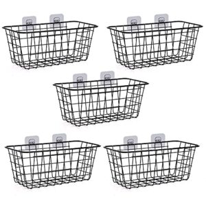 xinfull 5 pack wire storage baskets household metal wall-mounted containers organizer bins for kitchen bathroom freezer pantry closet laundry room cabinets garage shelf, medium