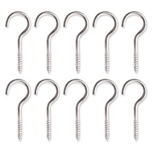 20 pieces of 1.97 inch pull hook 304 stainless steel hook, round head screw hook, m4 metal cup hook, indoor and outdoor screw hook, m4x50