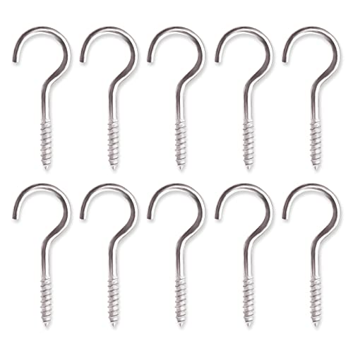 20 Pieces of 1.97 inch Pull Hook 304 Stainless Steel Hook, Round Head Screw Hook, M4 Metal Cup Hook, Indoor and Outdoor Screw Hook, M4x50