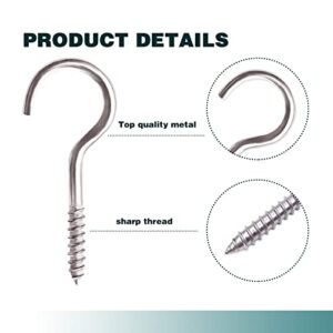 20 Pieces of 1.97 inch Pull Hook 304 Stainless Steel Hook, Round Head Screw Hook, M4 Metal Cup Hook, Indoor and Outdoor Screw Hook, M4x50