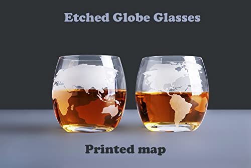 Whiskey Decanter, Glass Decanter Set with 2 Globe Whiskey glasses