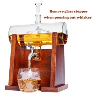 Whiskey Decanter, Glass Decanter Set with 2 Globe Whiskey glasses