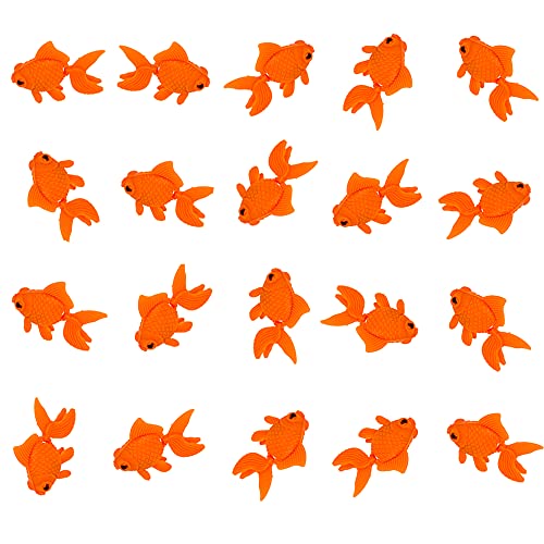 Neakomuki 20pcs Artificial Fish Fake Fish Plastic Floating Fish for Artificial Aquarium Orange Goldfish Ornament Decorations for Aquarium Fish Tank Fountain