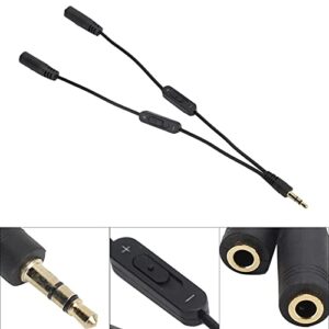 Dilwe Headphone Splitter 3.5mm Audio Stereo Y Splitter Extension CableCouple Headphone Converter Cable Male to Female Dual Headphone Jack Adapter with Switch