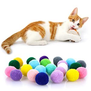 Molain Large Cat Toy Balls, Soft Cat Balls 1Inch Kitten Pom poms Ball Cat Play Toy (30 Pcs)