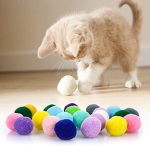 Molain Large Cat Toy Balls, Soft Cat Balls 1Inch Kitten Pom poms Ball Cat Play Toy (30 Pcs)