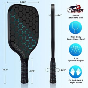 Pickleball Paddles Set of 4 incl 4 Fiberglass Pickleball Rackets, 4 Balls, 1 Paddle Bag, 4 Grip Tapes, JoncAye Pickleball Set for Outdoor and Indoor, Pickle-Ball-Paddle-Set of 4 with Accessories