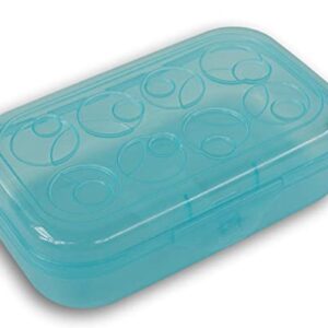 Snap-Close Pencil Case Box Circle Patterned Lid - Molokai Blue