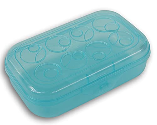 Snap-Close Pencil Case Box Circle Patterned Lid - Molokai Blue