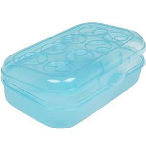 Snap-Close Pencil Case Box Circle Patterned Lid - Molokai Blue