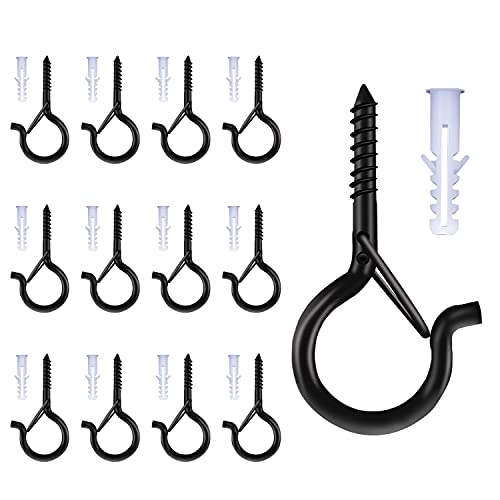 Ceiling Hooks Heavy Duty, Q-Hanger Hooks Eye Hooks Screw Hooks for Outdoor String Lights, Light Hanger Hooks with Safety Buckle Design for Hanging Plants, Lanterns and Christmas Decorations