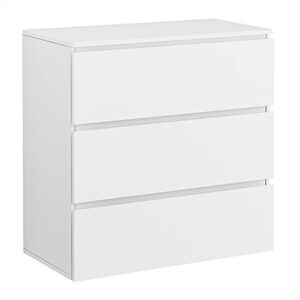 Homsee Modern 3-Drawer Dresser Chest, Wooden Dresser Tower with Wide Storage Space, Dresser Closet for Nursery Living Room Bedroom Hallway (White)