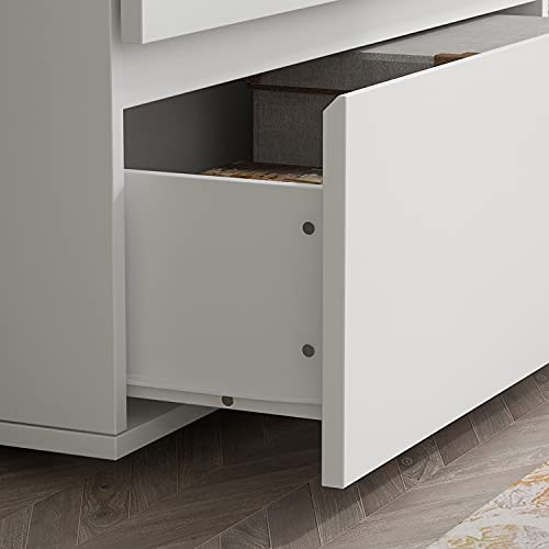 Homsee Modern 3-Drawer Dresser Chest, Wooden Dresser Tower with Wide Storage Space, Dresser Closet for Nursery Living Room Bedroom Hallway (White)