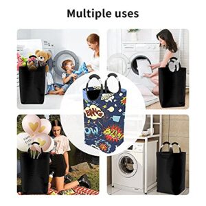 Wondertify Comic Book Speech Bubbles Laundry Hamper Pop Boom Cloud Splash Humour Balloon Bomb Bang Clothes Basket With Easy Carry Handles For Clothes Organizer Toys Storage