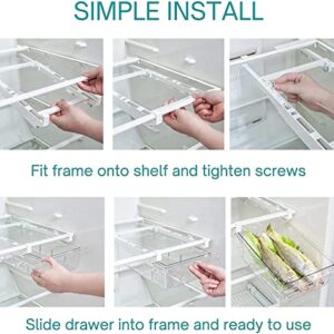 J2K Refrigerator Organizer Bin | Retractable Fridge Storage Drawer Organizer | 1-4 Adjustable Partition Fruits, Vegetables, Egg Storage Container | Fits Fridge Shelf Lip Under 1.5 Cm