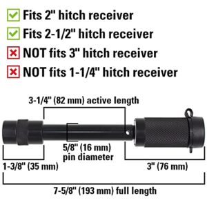 TowWorks 79630 Keyed Alike 5/8" Trailer Hitch Lock with Extra Long 3-1/4" Span, Double Safety Tow Hitch Receiver Locking Pin for Class III IV Hitches with 2" and 2.5" Receivers