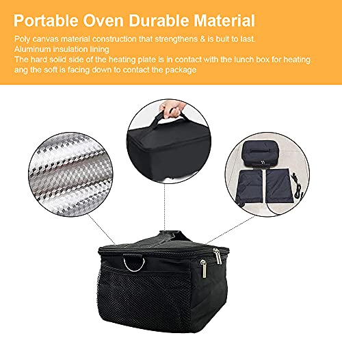 Portable Oven Food Warmer Heater Lunch Box 2 in 1 for Car, Truck, Home & Office,110V/12V Double plug Lunch Box for Meals Reheating & Raw Food Cooking