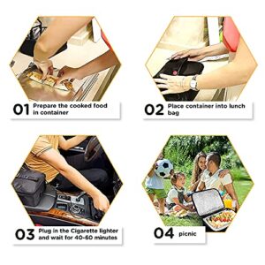 Portable Oven Food Warmer Heater Lunch Box 2 in 1 for Car, Truck, Home & Office,110V/12V Double plug Lunch Box for Meals Reheating & Raw Food Cooking