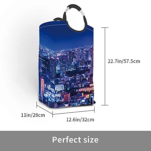 Wondertify Tokyo Japan Night Cityscape Famous Television Tower Landmark Laundry Hamper Attraction Place Clothes Basket With Easy Carry Handles For Clothes Organizer Toys Storage