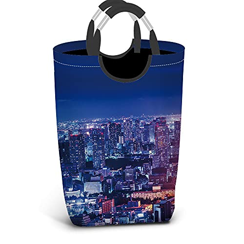 Wondertify Tokyo Japan Night Cityscape Famous Television Tower Landmark Laundry Hamper Attraction Place Clothes Basket With Easy Carry Handles For Clothes Organizer Toys Storage