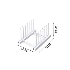 Halyuhn White Plate Organizer for Cabinet 4 Pack, Plstic Plate Rack Stand Keep Dry for Dish, Bowl, Bakeware, Serving Tray and More, Plate Holder for Cabinet Rack, Dish Organizer Rack for Cabinet