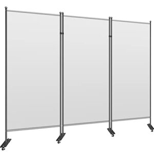 vevor room divider 6ft, room divider wall 3 panels, partition room dividers 89"x73", folding room divider, panel room divider, folding privacy screen with wheels (light gray) for home, dorm, office