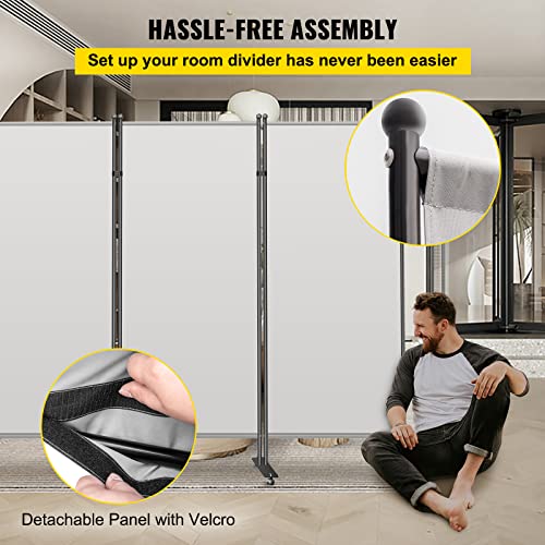 VEVOR Room Divider 6ft, Room Divider Wall 3 Panels, Partition Room Dividers 89"x73", Folding Room Divider, Panel Room Divider, Folding Privacy Screen with Wheels (Light Gray) for Home, Dorm, Office