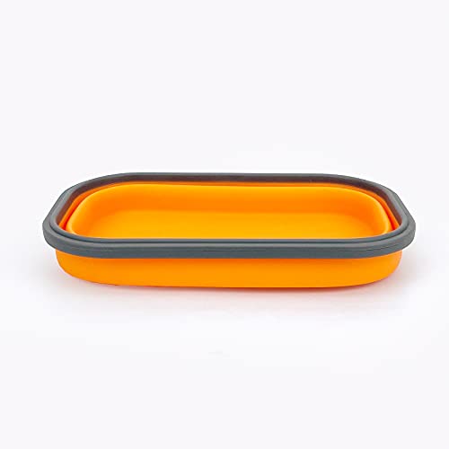 Silicone Lunch Container Bento Box, Collapsible Food Storage Containers with Airtight Lids and 2in1 Fork, Reusable Food Containers for Travel,Camping and RV, Food Grade 1000ml Microwave Container