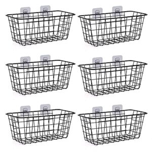 xinfull 6 pack wire storage baskets household metal wall-mounted containers organizer bins for kitchen bathroom freezer pantry closet laundry room cabinets garage shelf, medium