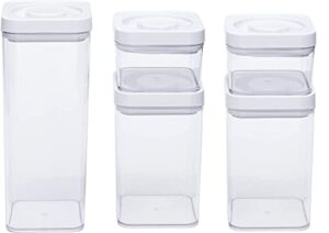 amazon basics 5-piece square airtight food storage containers for kitchen pantry organization, bpa free plastic