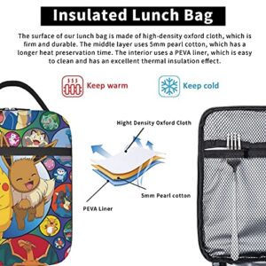 Anime Collage Insulated Lunch Bag Box For Men Large Capacity Leakproof Work Lunch Tote Bag With Zipper External Bottle Holder Cooler Bags Office