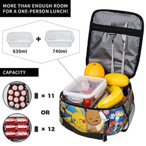 Anime Collage Insulated Lunch Bag Box For Men Large Capacity Leakproof Work Lunch Tote Bag With Zipper External Bottle Holder Cooler Bags Office