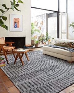 justina blakeney x loloi yeshaia collection yes-05 grey/charcoal 7'-9" x 9'-9" area rug