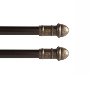 interior living 28-48 in. adjustable petite café curtain rod, 2-pack, 7/16 in. diameter, bronze